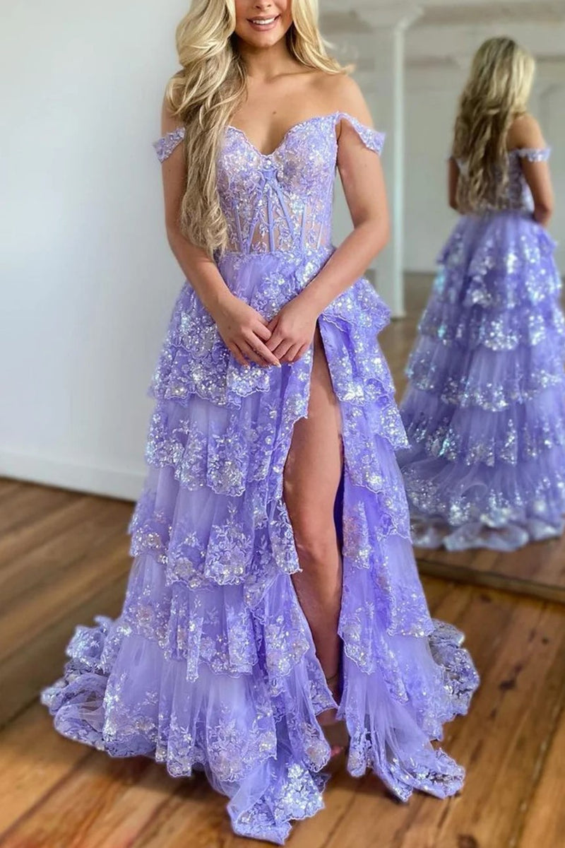 Maroon Long Sleeve V-neck Prom Dress with Lace Banquet Gown with Slit ...