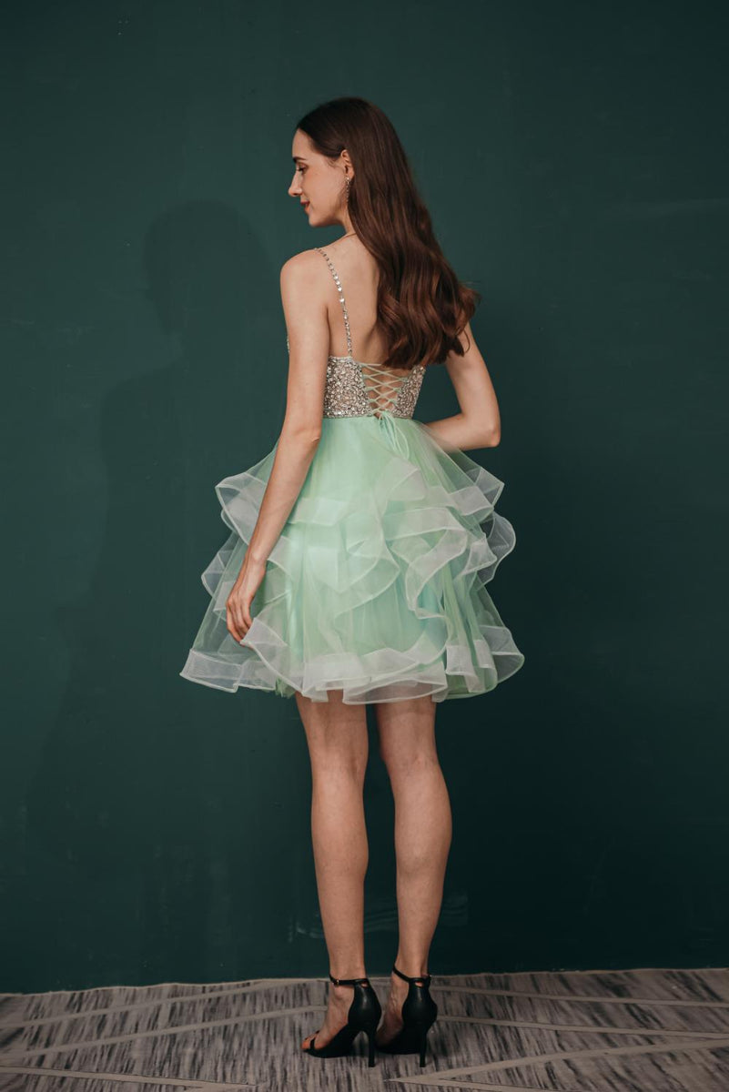 Spagehetti Straps Beading Tulle Homecoming Dresses Y341036 ...