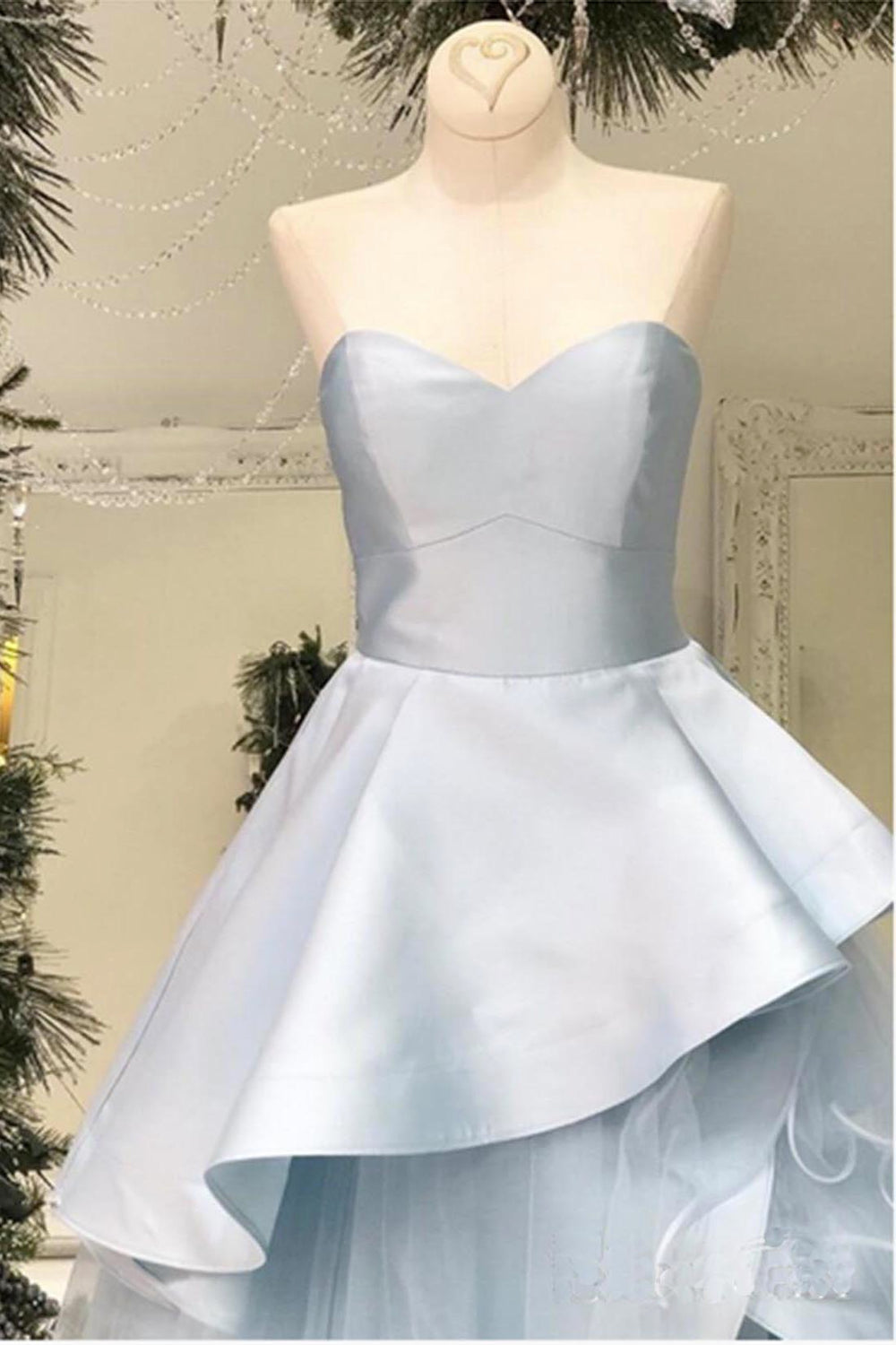 Baby Blue Layered Long A Line Evening Dress, Sweetheart Senior Prom ...