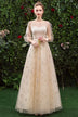 Floor Length Long Sleeve Tulle Evening Dresses with Appliques Prom Gow